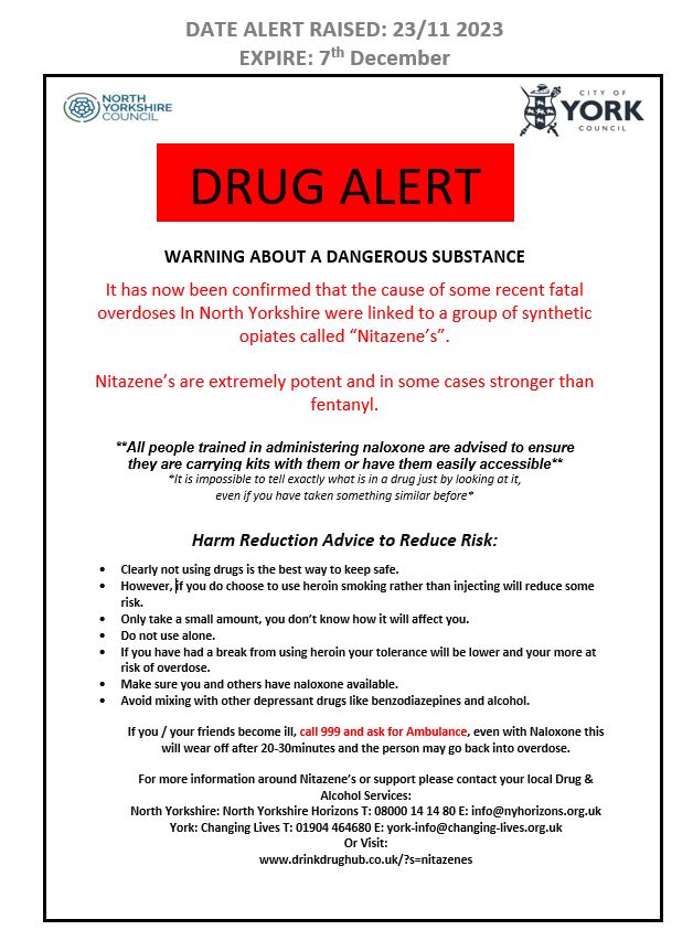 Drug Alert: “Nitazene”. - Moss Healthcare Harrogate